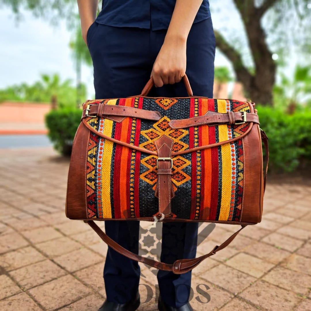Leather Travel Duffle: Handcrafted Boho Chic Weekender Bag - Etsy