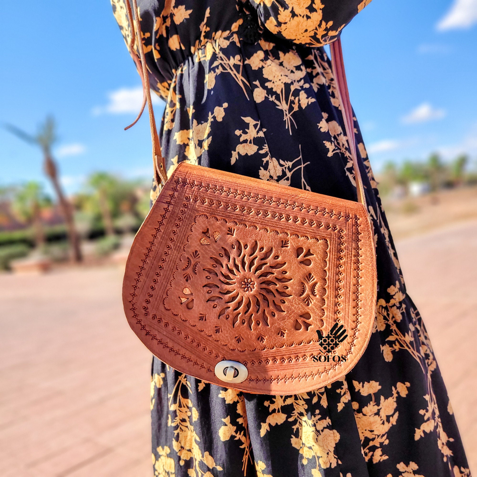 Handcrafted Moroccan Full Grain Leather Crossbody Bag With Adjustable ...