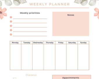 18 Hour Weekly Planner, Weekly Planner Printable, Week at a Glance ...