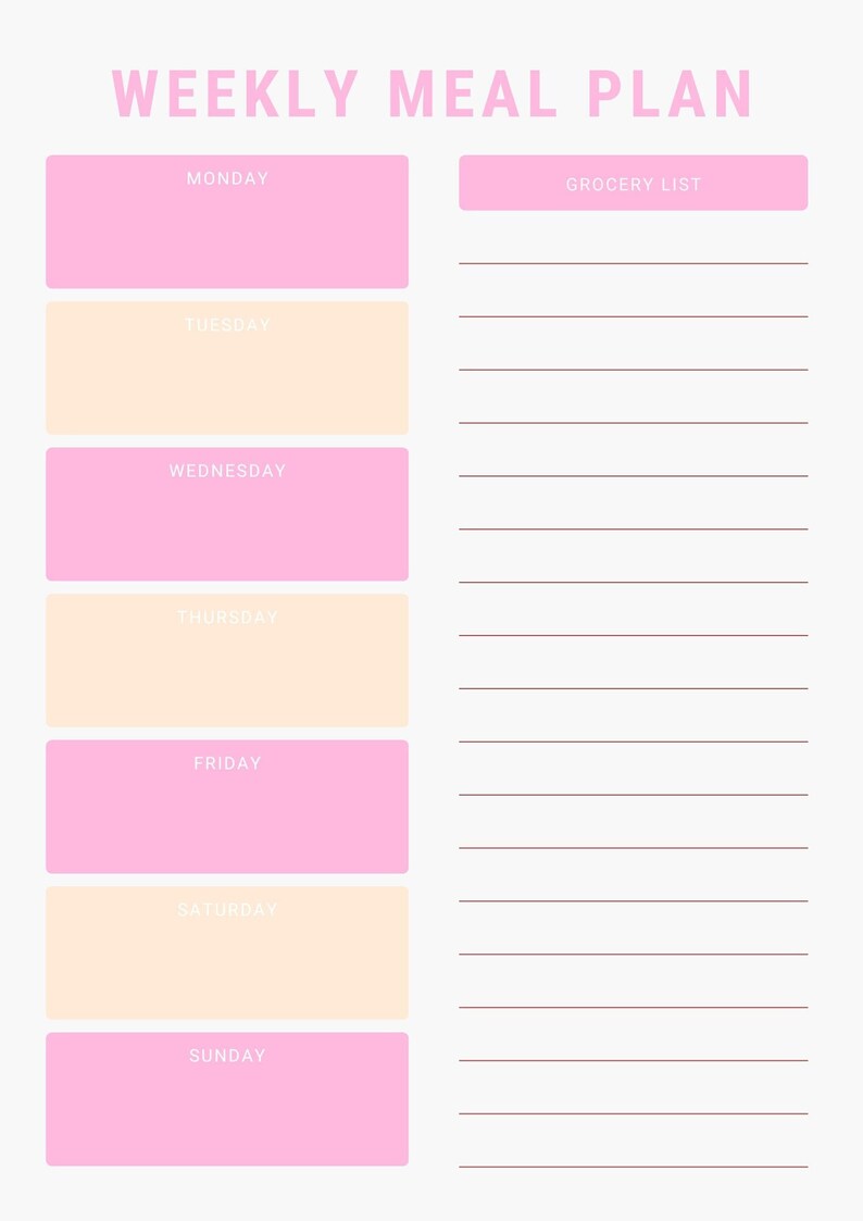 Weekly Meal Planner - Etsy