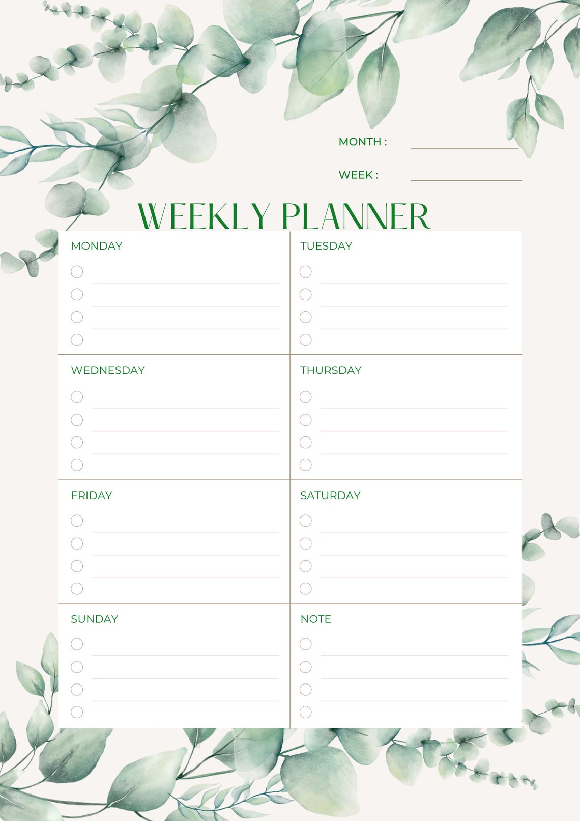 Hourly Weekly Schedule Portrait, Weekly Planner Printable, Week at a ...
