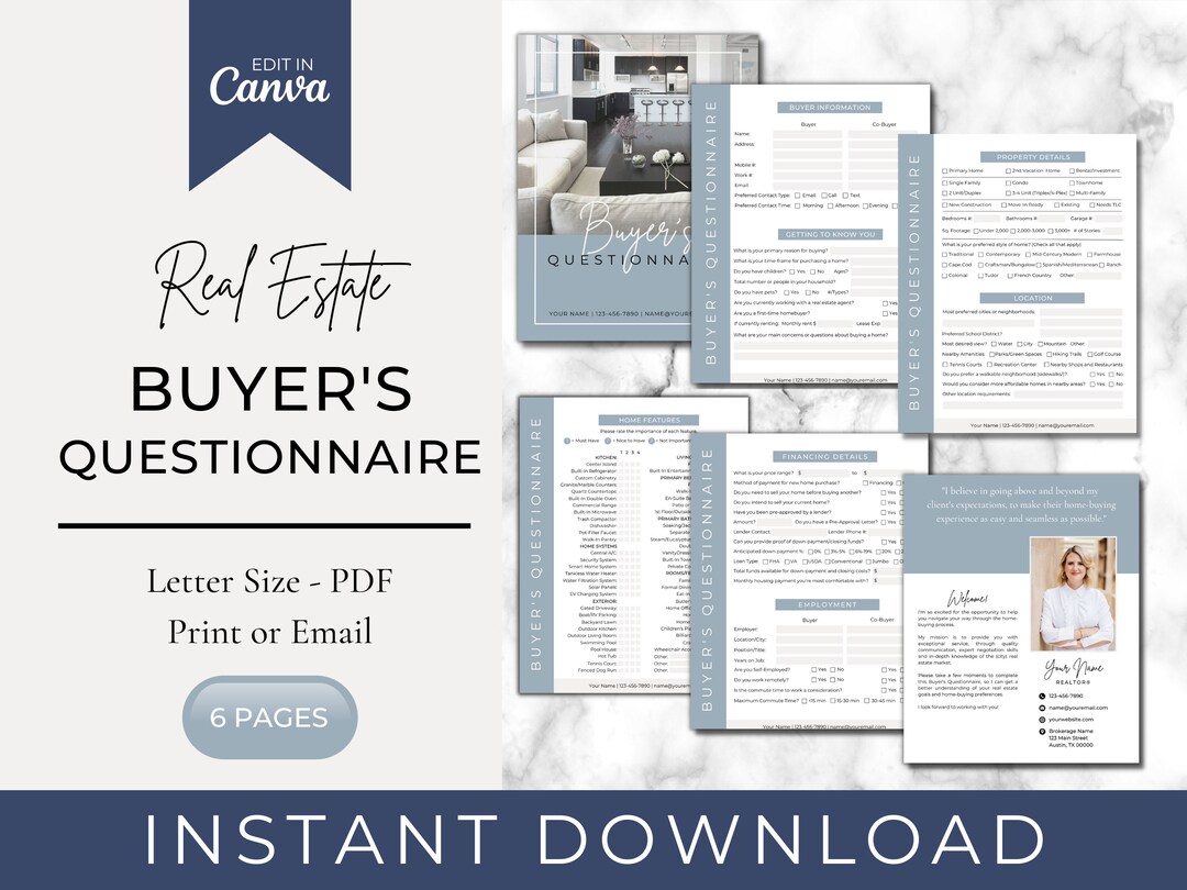 Buyer Questionnaire | Real Estate Marketing | Home Buyer | House ...