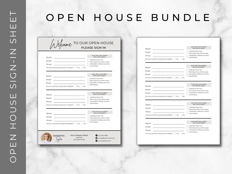 Realtor Open House Bundle | Sign-in Sheets | Feedback Form | Welcome ...
