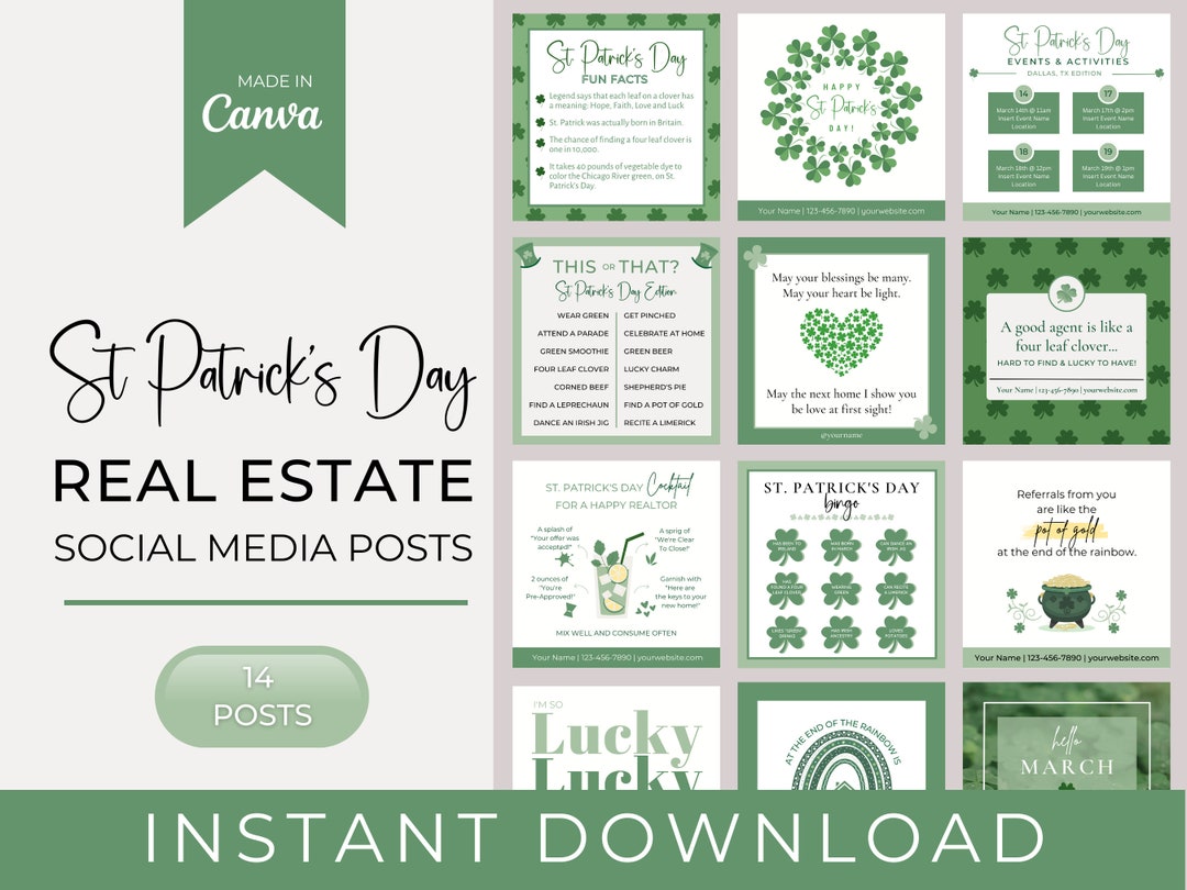 14 ST PATRICK'S DAY Real Estate & Realtor Social Media Posts | Realtor ...