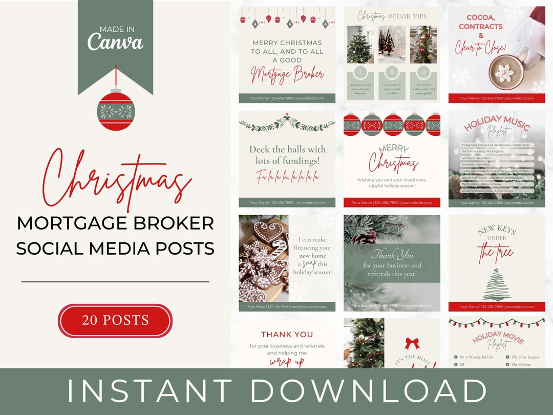 20 Christmas Mortgage Broker Instagram Posts | Mortgage Marketing Canva ...