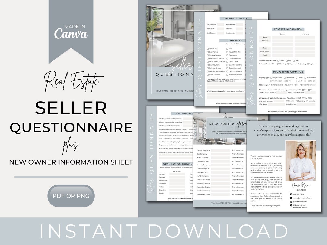 Seller Questionnaire for Real Estate Agents | Realtor Marketing | Home ...