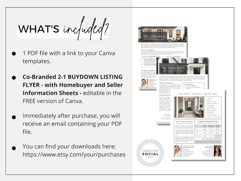 2-1 BUYDOWN Co-branded Listing Flyer | Mortgage Marketing | Real Estate ...