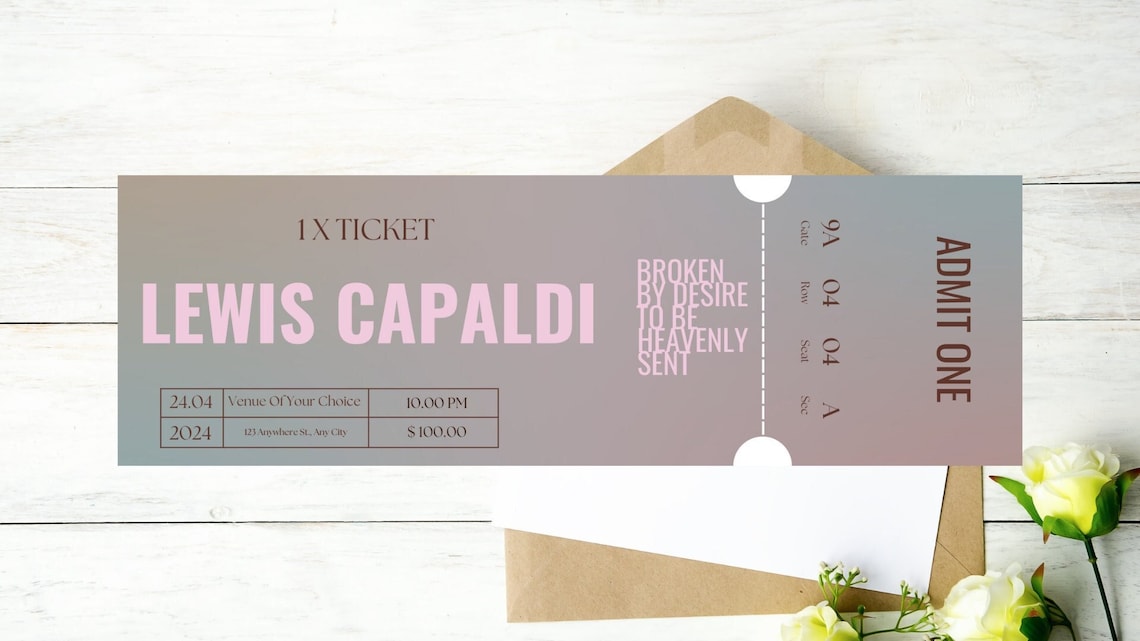 Lewis Capaldi Ticket customisable Download - Etsy
