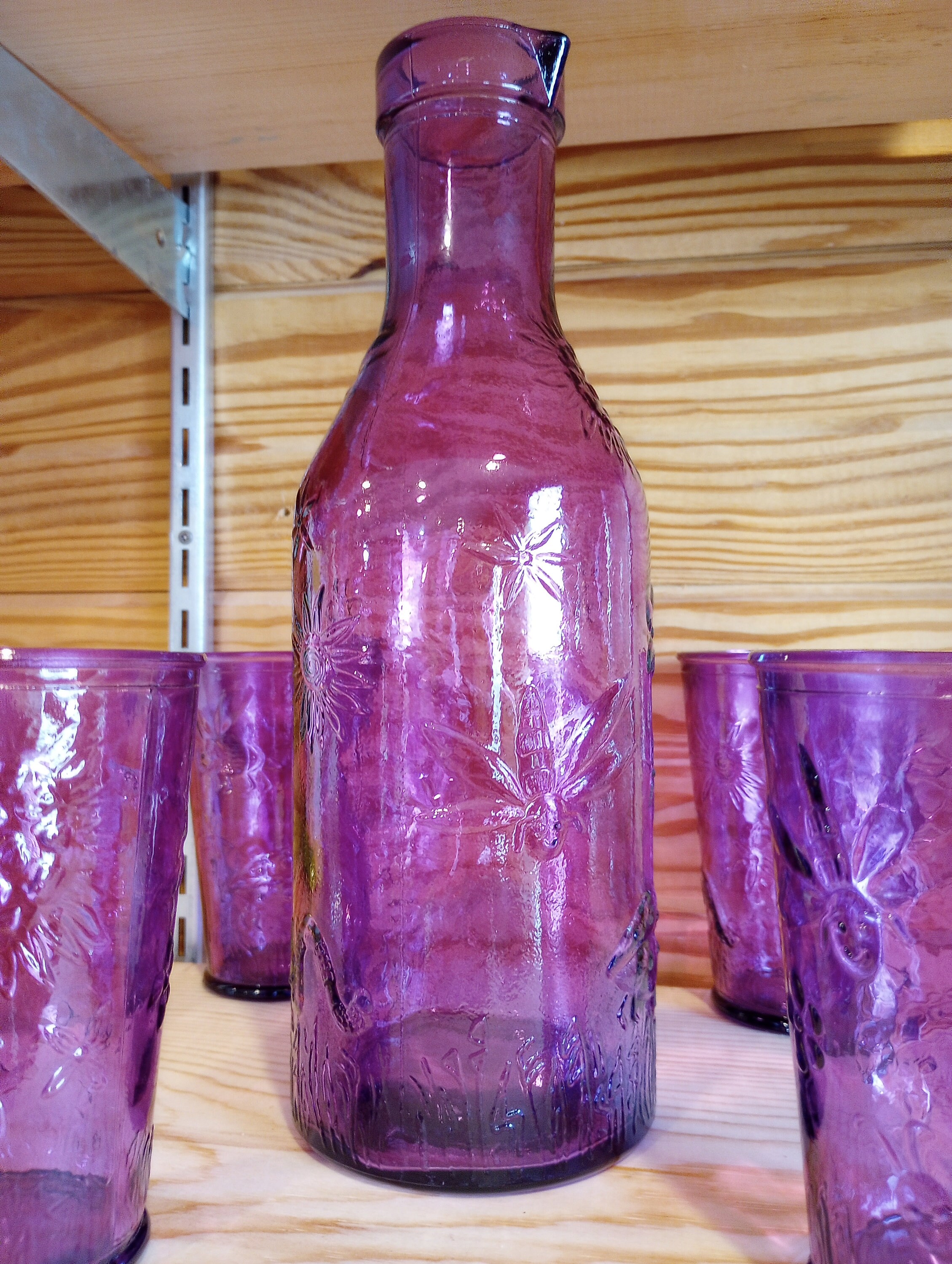 Purple Juice Decanter and 4 Glasses - Etsy