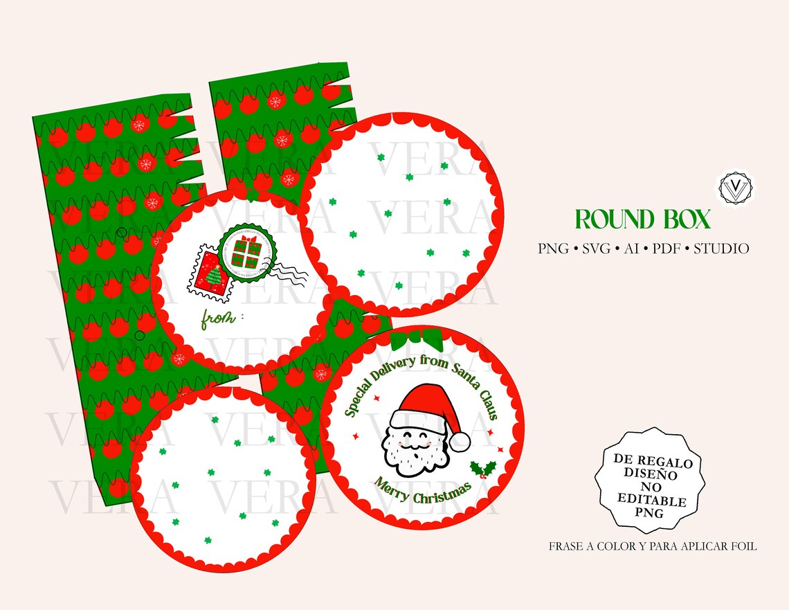 Round Box Template - Etsy