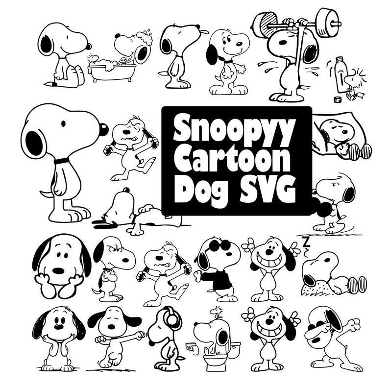 Paquete SVG de Snoopy y Charlie Brown, lindo perro cómico retro ...