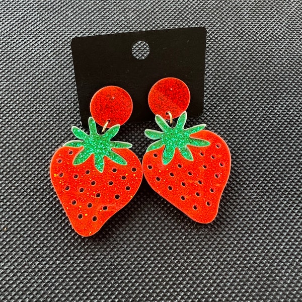 Strawberry Earrings - Etsy
