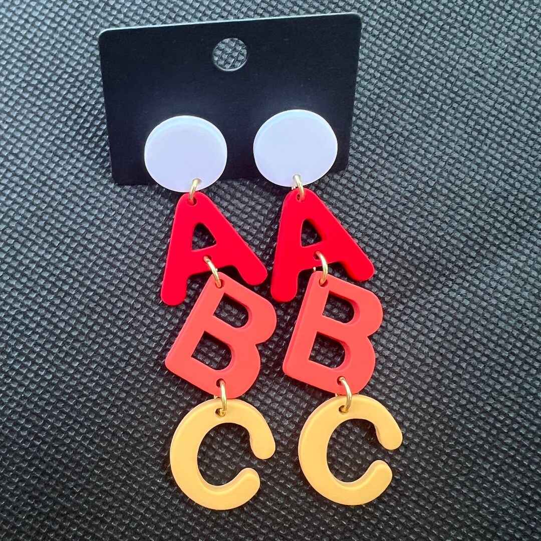ABC Earrings, Teacher Appreciation Gift, Teacher Earrings, Back to ...