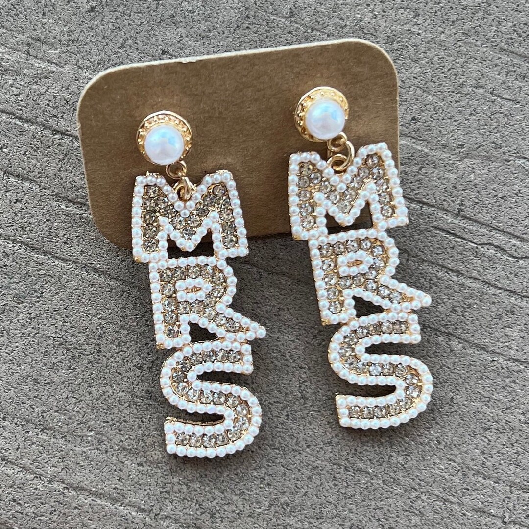 Mrs Earrings, Bride Statement Earrings, Bachelorette Party Earrings ...