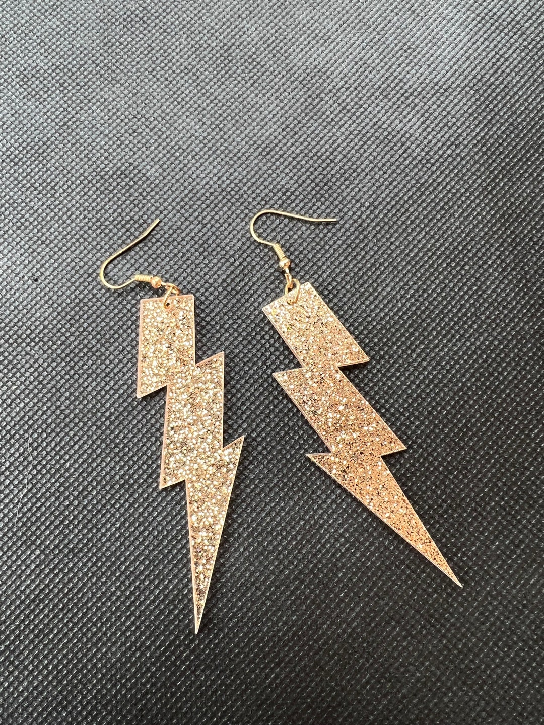 Lightning Bolt Earrings, Glitter Lightning Bolt Earrings, Gold ...