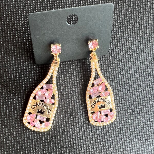 Champagne Bottle Earrings - Etsy