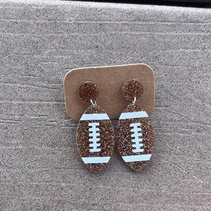 Football Dangle Earrings, Game Day Earrings, Sports Earrings, Glitter ...