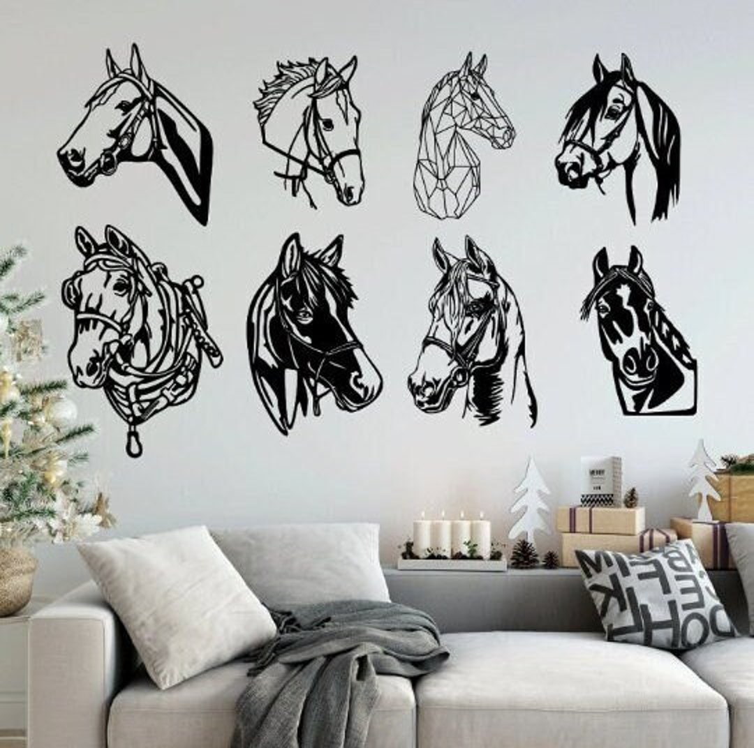 Horse Head Horses Laser Cut Svg Dxf Pdf Files Wall Sticker Engraving ...