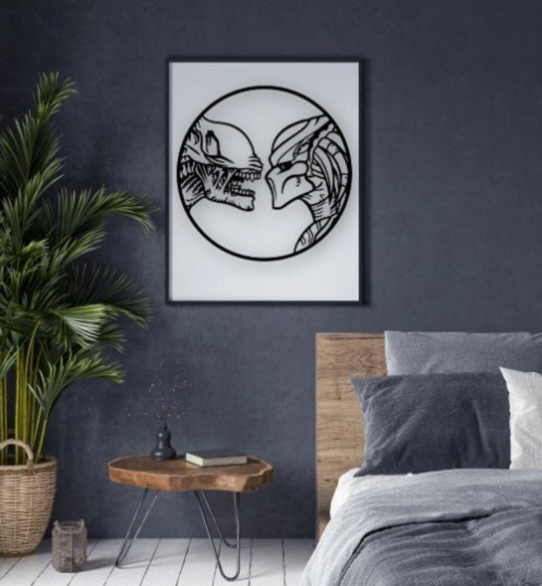 Alien Vs Predator Laser Cut Files Wall Sticker Engraving - Etsy