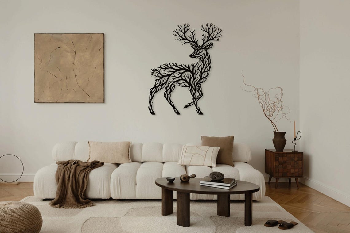 Tree Branch Deer Laser Cut Svg Dxf Files Wall Sticker Engraving Decal ...