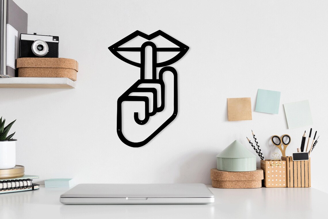 Silence Silent Quiet Laser Cut Svg Dxf Png Glowforge Files Wall Sticker ...