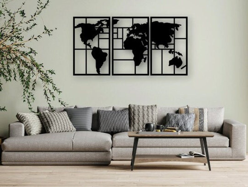 World Globe Map Laser Cut Svg Dxf Files Wall Sticker Engraving Decal ...