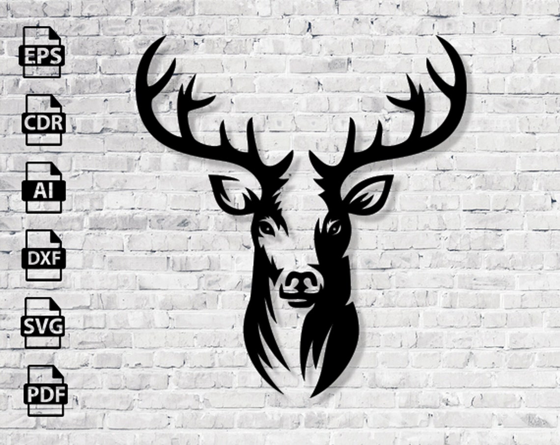 Deer Laser Cut Svg Dxf Files Wall Sticker Engraving Decal - Etsy