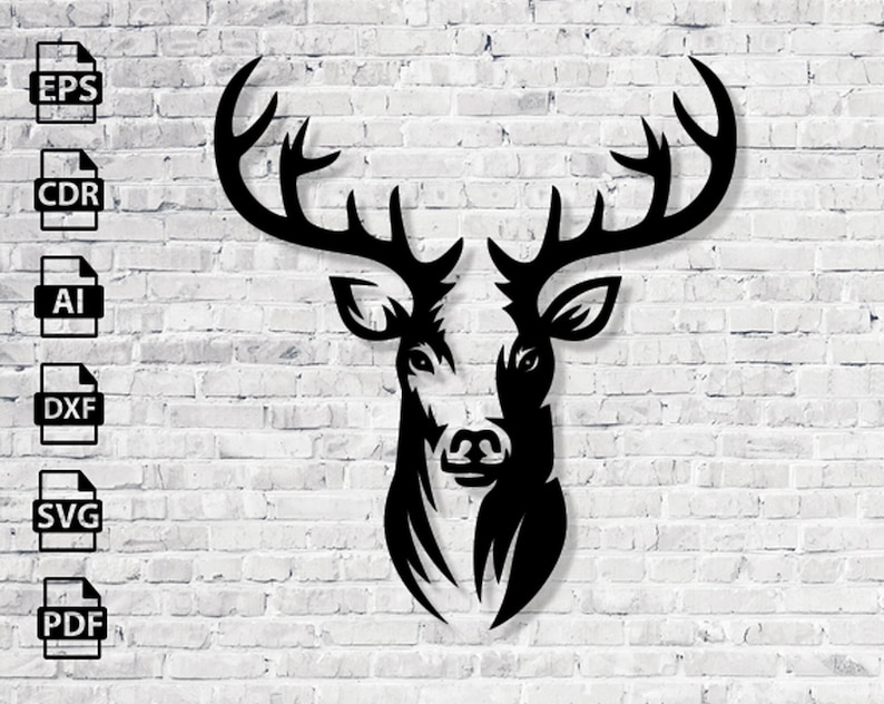 Deer Laser Cut Svg Dxf Files Wall Sticker Engraving Decal - Etsy