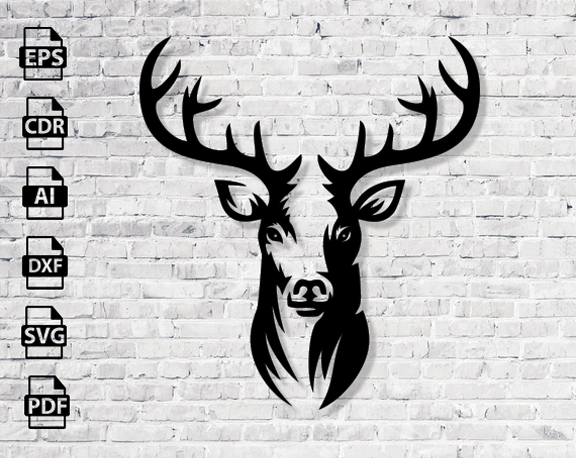 Deer Laser Cut Svg Dxf Files Wall Sticker Engraving Decal - Etsy