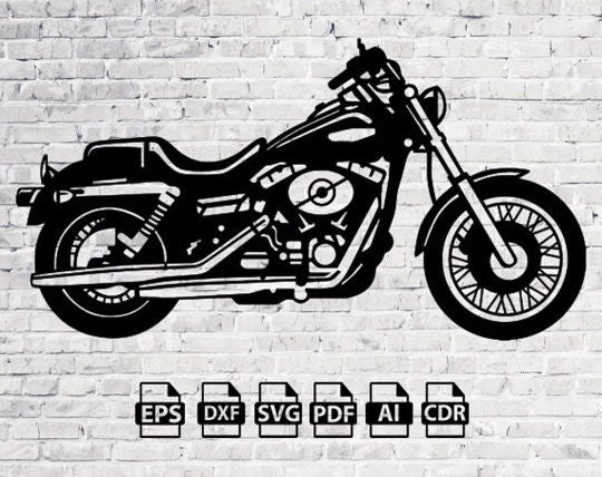 Motorcycle Chopper Motor Bike Laser Cut Svg Dxf Pdf Files Wall Sticker ...