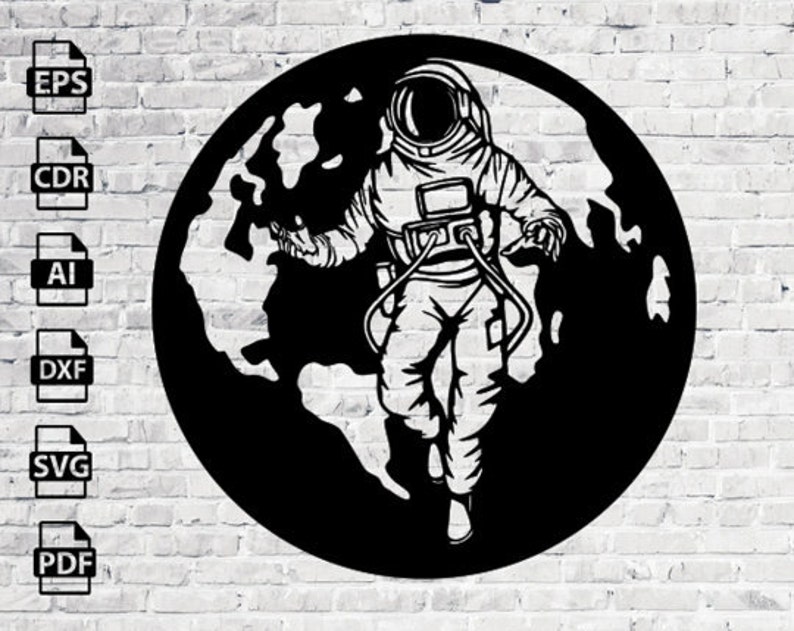 Space Astronaut Planet Laser Cut Svg Dxf Files Wall Sticker - Etsy