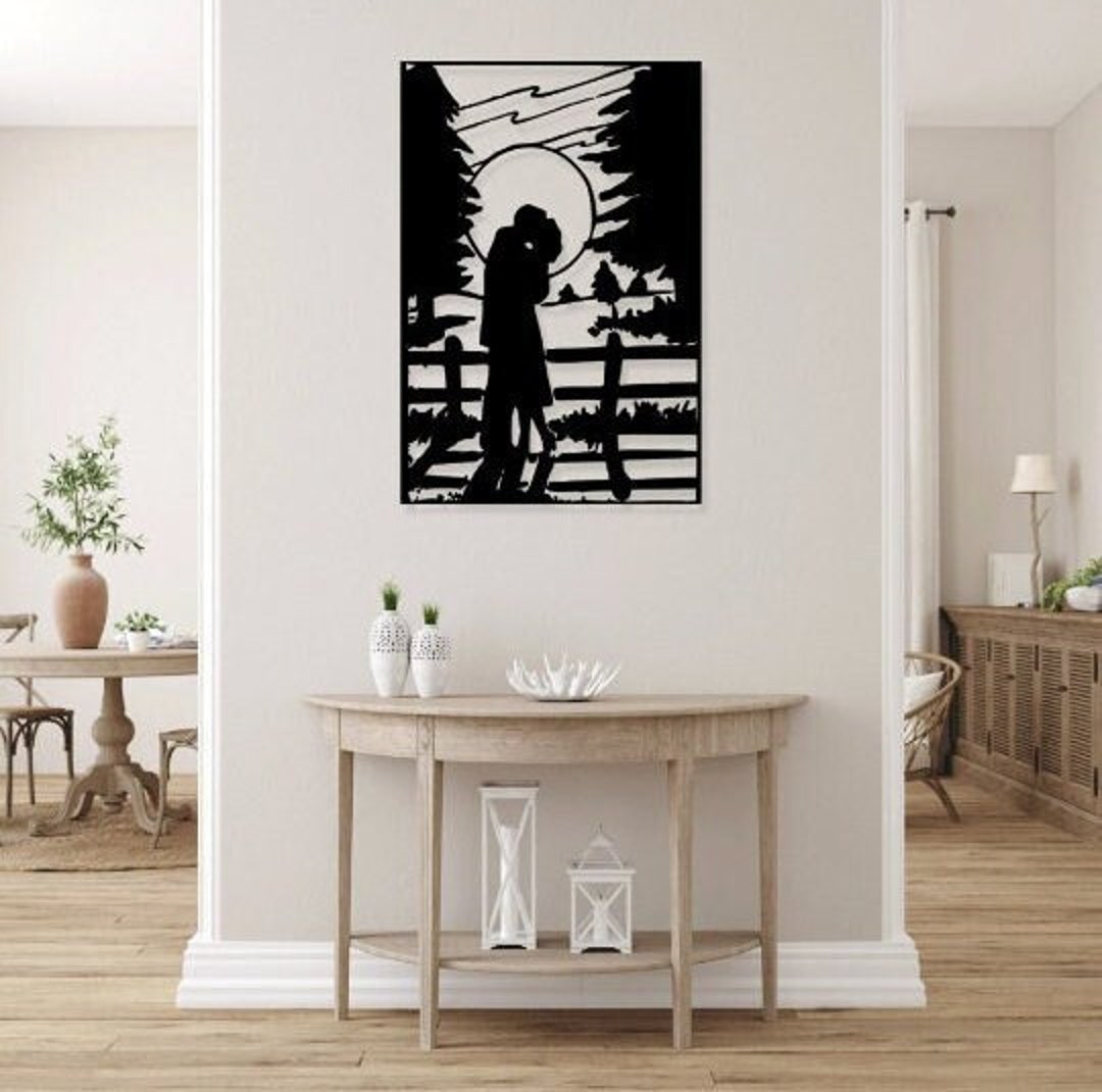 Couple Love Kissing Design Laser Cut Svg Dxf Files Wall Sticker ...