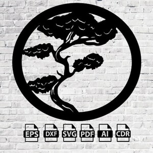 Bonsai Tree Laser Cut Svg Dxf Files Wall Sticker Engraving Decal ...