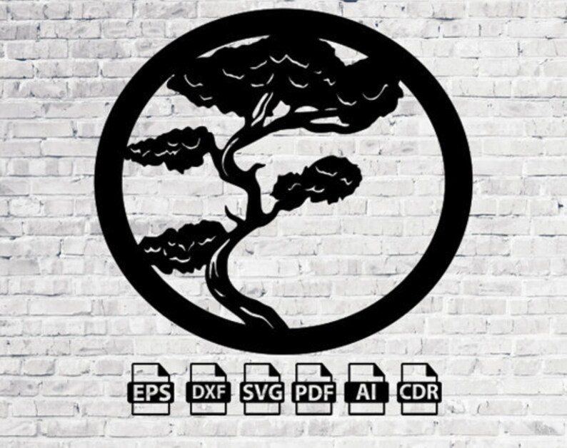 Bonsai Tree Laser Cut Svg Dxf Files Wall Sticker Engraving - Etsy