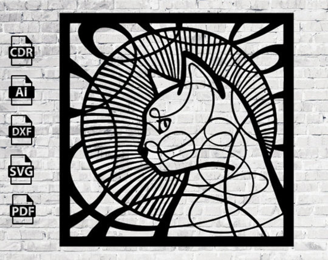 Cat Yarn Animal Laser Cut Svg Dxf Pdf Glowforge Files Wall Sticker ...