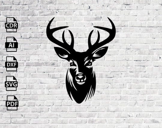 Deer Head Laser Cut Svg Dxf Files Wall Sticker Engraving Decal - Etsy