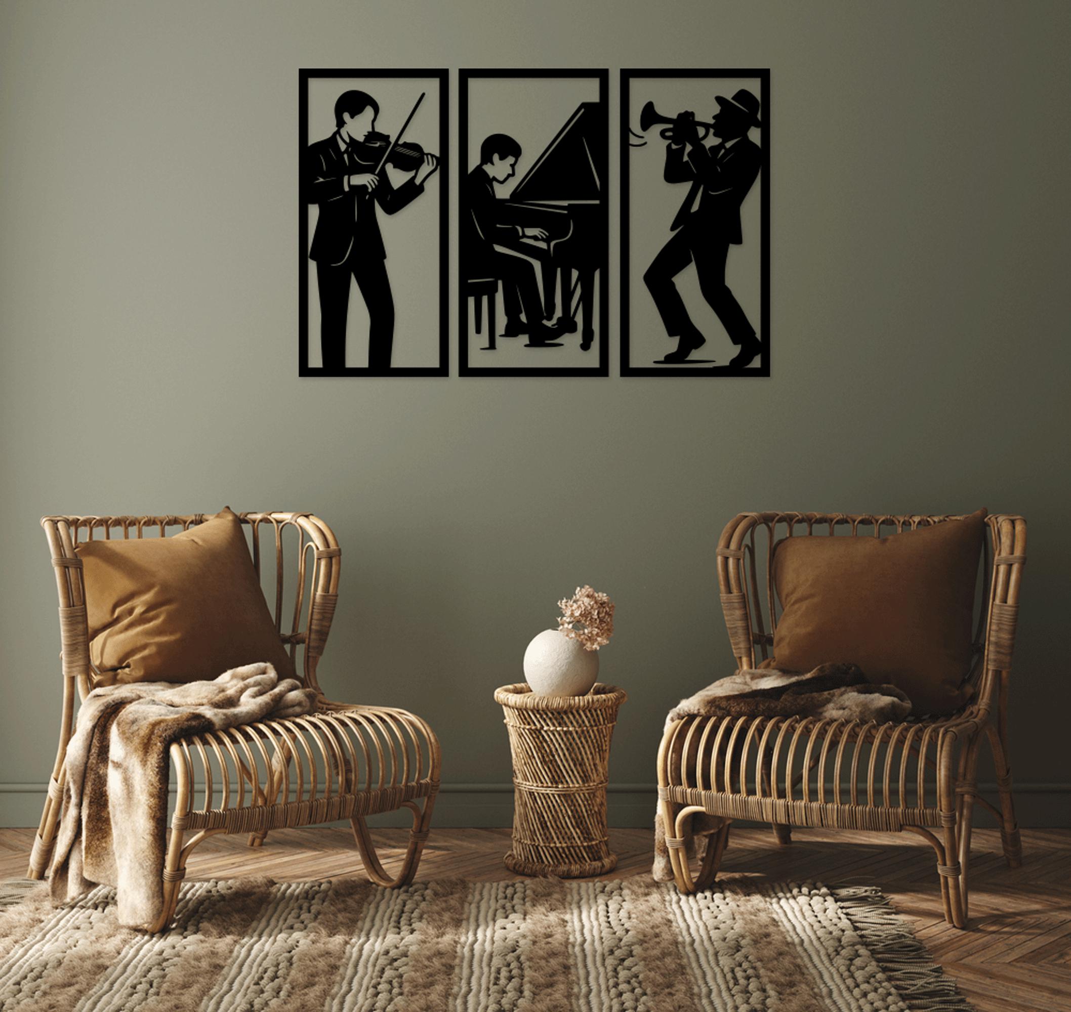 Jazz Musician Trio Laser Cut Svg Dxf Files Wall Sticker Engraving ...