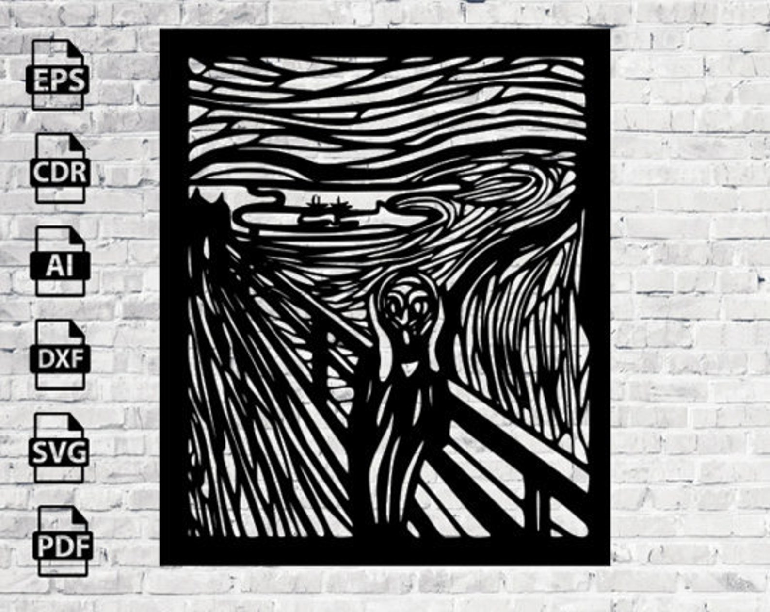 The Scream Edvard Munch Laser Cut Svg Dxf Pdf Files Wall - Etsy