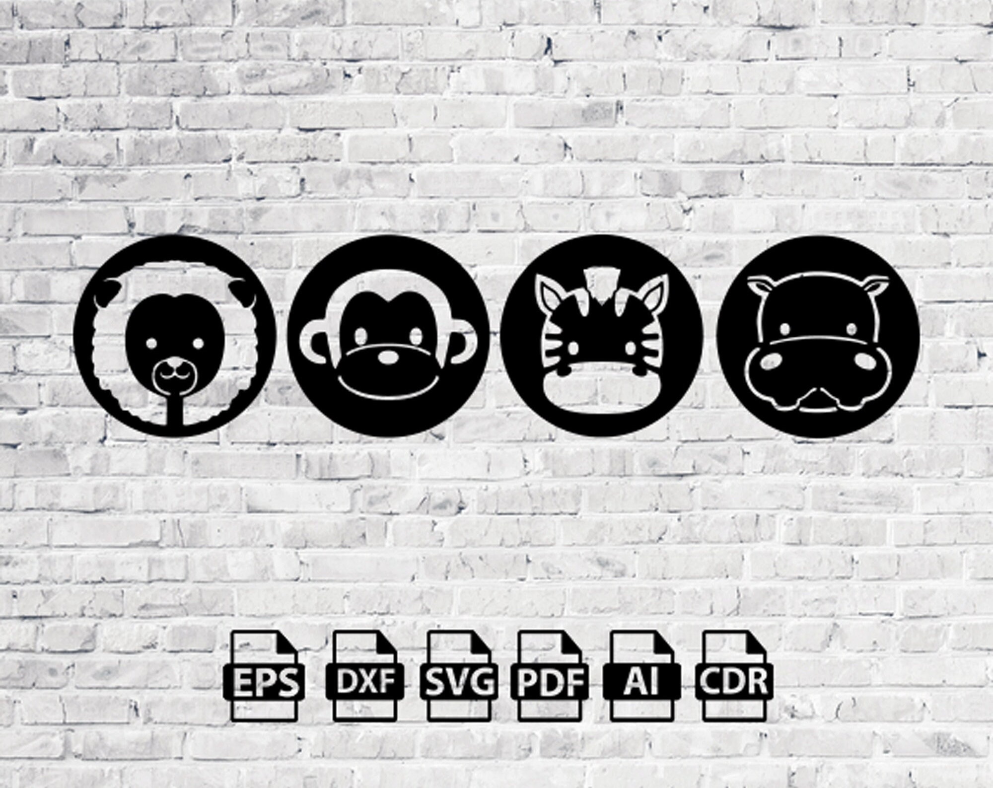 Lion, Monkey, Baby Animal Laser Cut Svg Dxf Files Wall Sticker ...