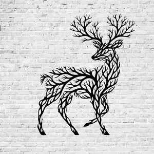 Tree Branch Deer Laser Cut Svg Dxf Files Wall Sticker Engraving Decal ...