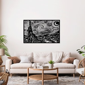 Starry Night Vincent Van Gogh Laser Cut Svg Dxf Files Wall Sticker ...