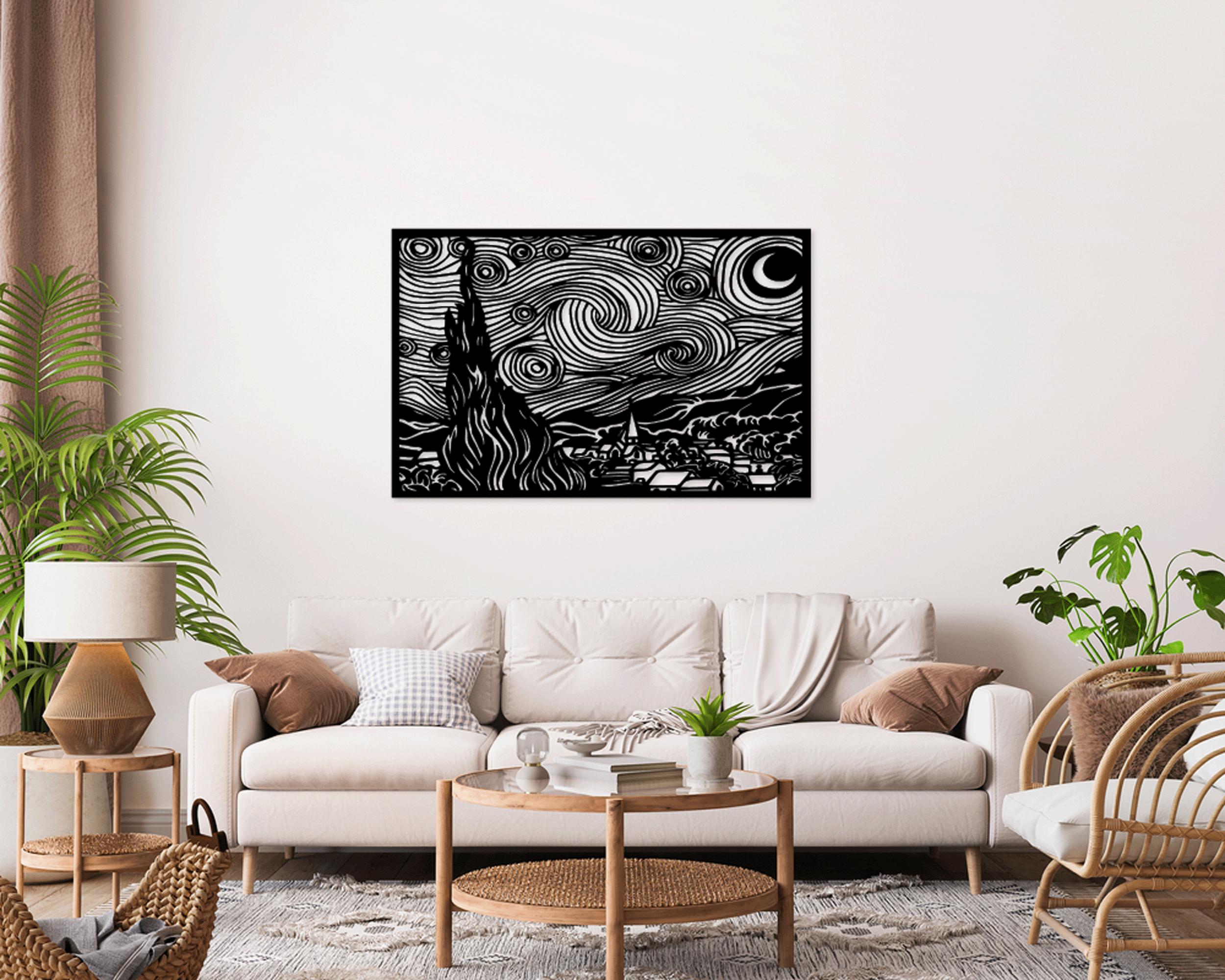 Starry Night Vincent Van Gogh Laser Cut Svg Dxf Files Wall Sticker ...