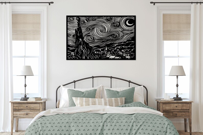 Starry Night Vincent Van Gogh Laser Cut Svg Dxf Files Wall Sticker ...