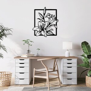 Lily Flowers Floral Laser Cut Svg Dxf Files Wall Sticker Engraving ...