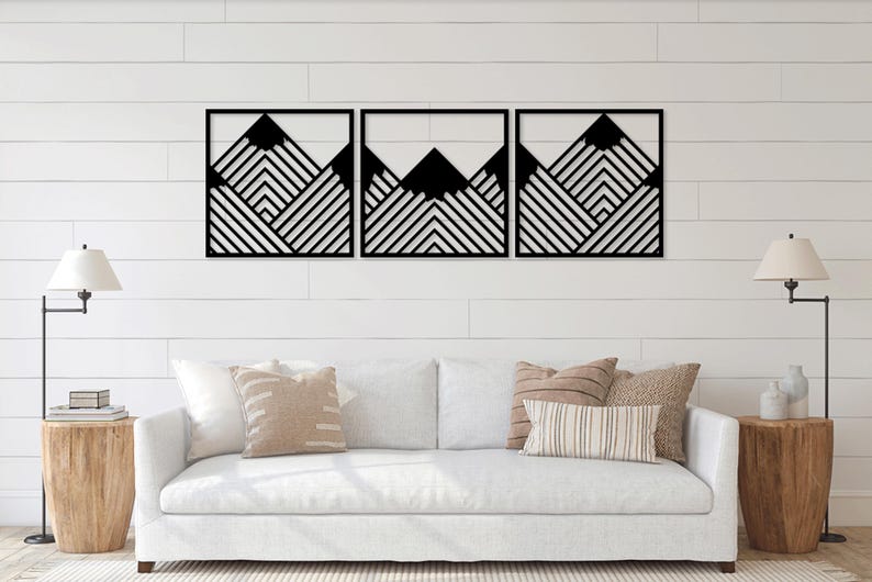 Geometric Mountain Laser Cut Svg Dxf Files Wall Sticker Engraving Decal ...