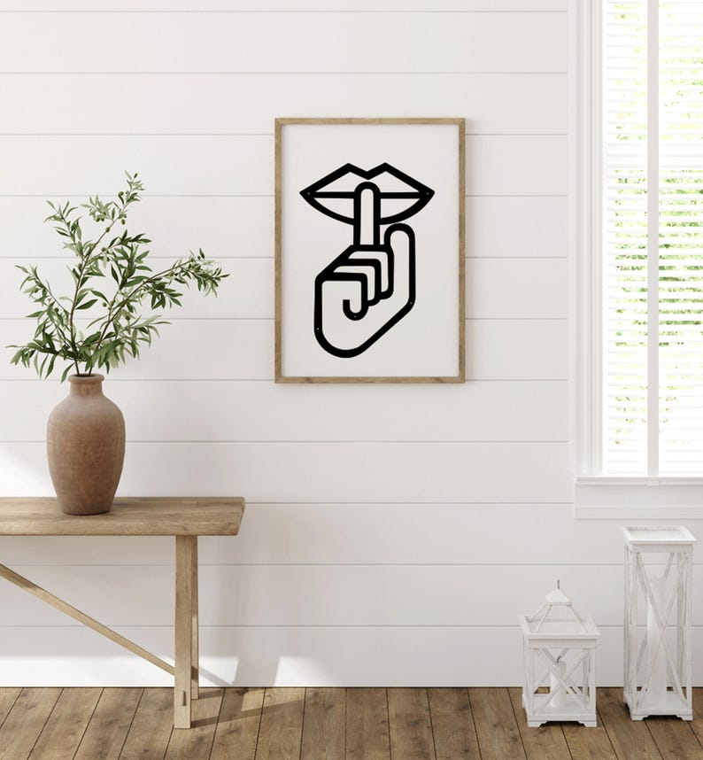 Silence Silent Quiet Laser Cut Svg Dxf Png Glowforge Files Wall Sticker ...