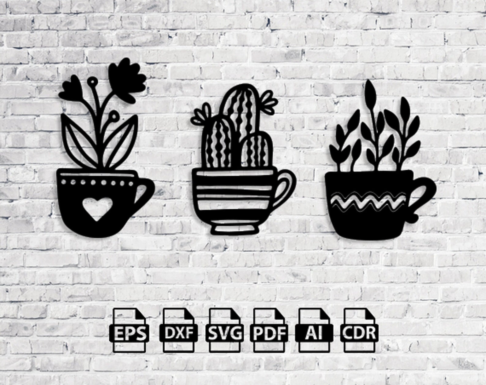 Cactus Desert Laser Cut Svg Dxf Files Wall Sticker Engraving Decal ...