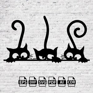Cat Animal Laser Cut Svg Dxf Files Wall Sticker Engraving Decal ...