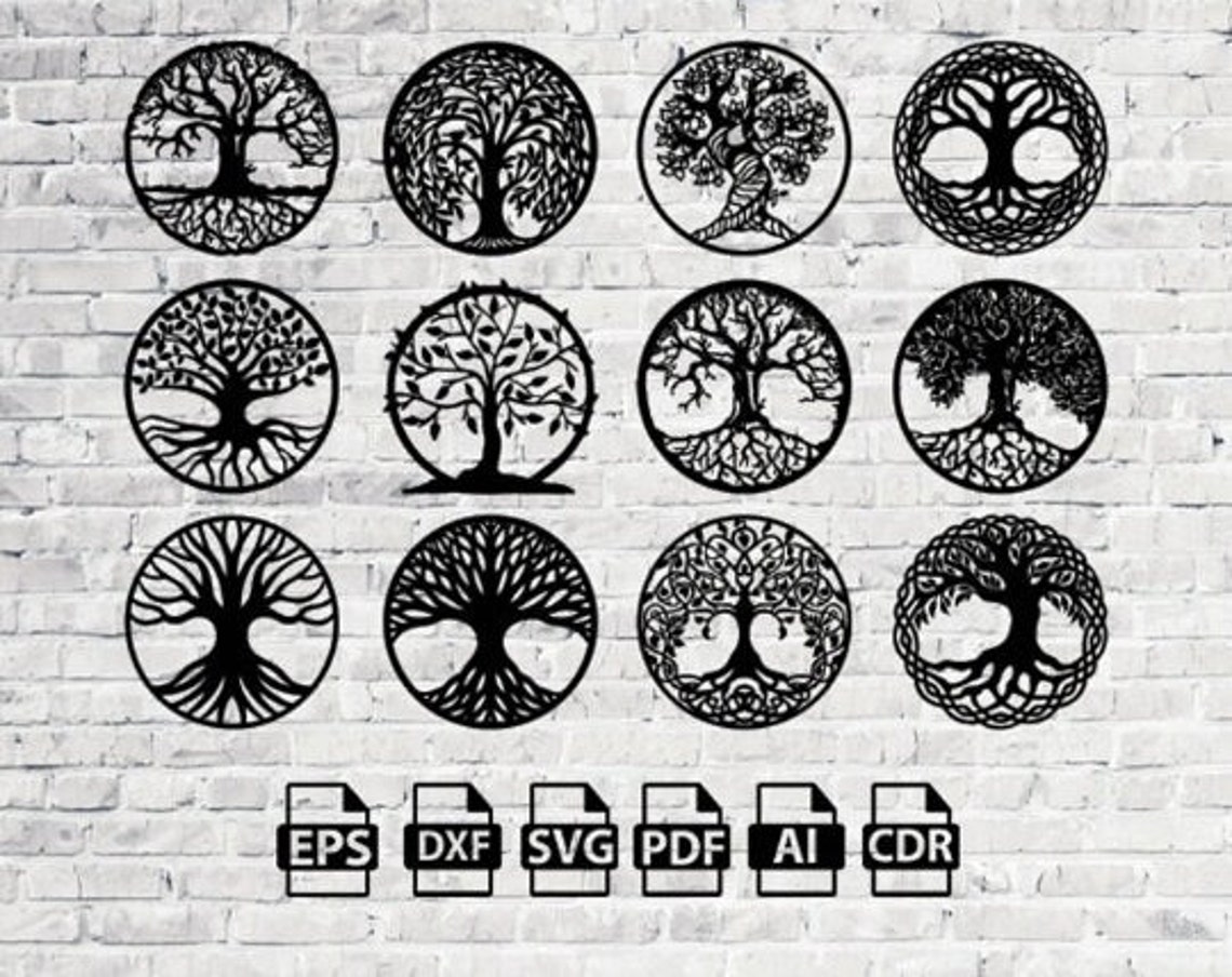 Árbol de la vida corte láser svg dxf archivos etiqueta de la - Etsy México