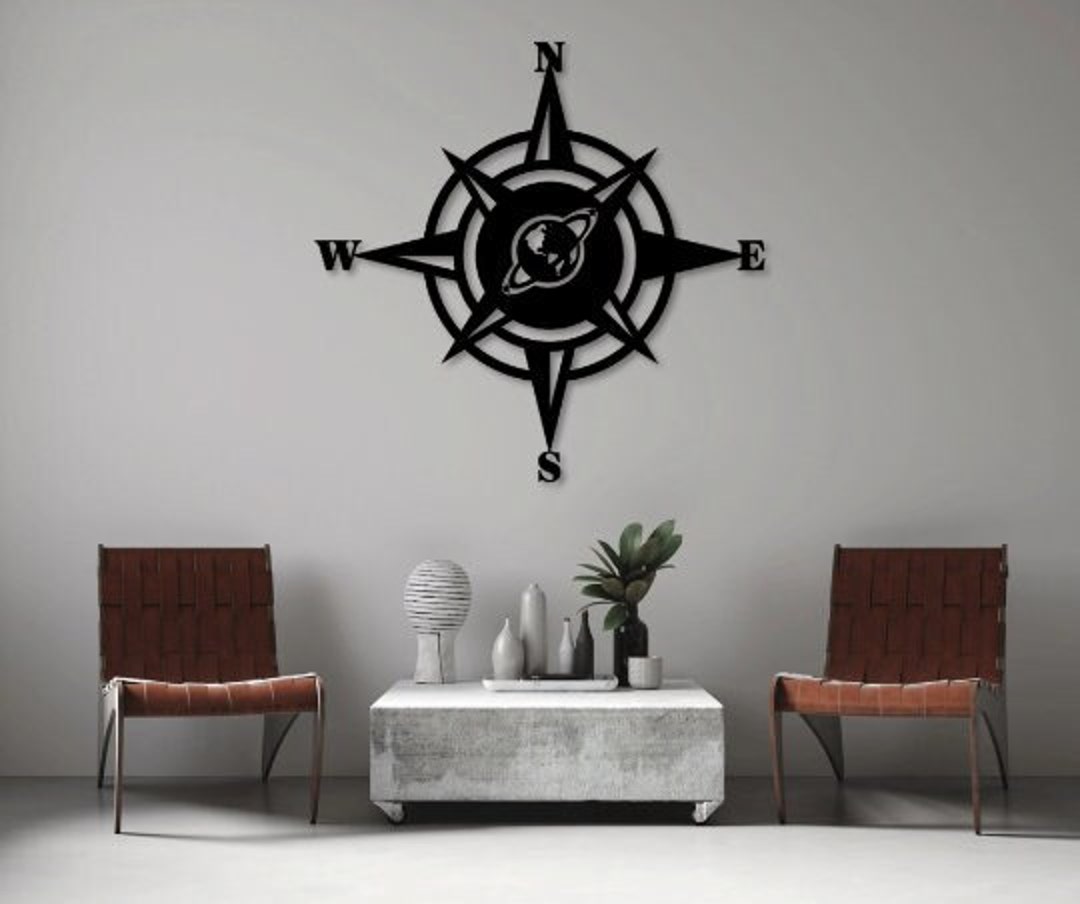 World Compass Globe Laser Cut Svg Dxf Pdf Files Wall Sticker - Etsy